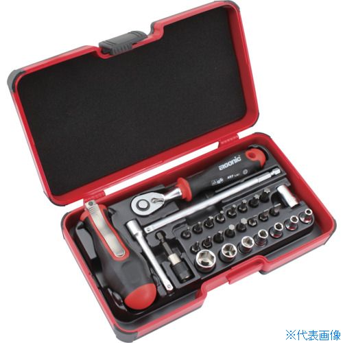 オレンジブック トラスコ中山　TRUSCOFELO 1/4 ソケットレンチセット T型兼用ドライバーハンドル付き 29点 〔品番:06081506〕[ 注番:5280437]特長●2種類のハンドルとビットやソケットが29点詰まった便利なセッ...