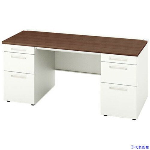 オレンジブック トラスコ中山　TRUSCONAIKI 両袖デスク XEHH型/天板:ダークウォールナット 本体:クリアーホワイト/W1600×D800×H720 〔品番:XEHH168BBWWN〕[ 注番:5438720]特長●これからのワ...