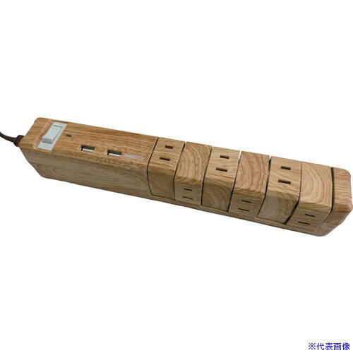 オレンジブック トラスコ中山　TRUSCOFargo TAPKING USB AC12個口 3.4A USB 2ポート ベージュウッド 〔品番:PT60112BEWD〕[ 注番:5627203]特長●回転式のAC差込口仕様です。●急速充電対...