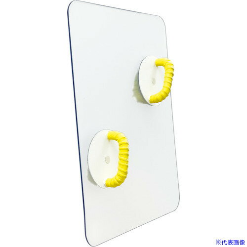 オレンジブック トラスコ中山　TRUSCOsanwa ポリカ防護楯 〔品番:402046〕[ 注番:5660102]特長●5mm厚のポリカーボネート板。●手に持ちやすいように黄色のグリップを巻きました。●取っ手とポリカ板の間にフェルトを入れ...