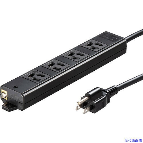 オレンジブック トラスコ中山　TRUSCOSANWA 工事物件タップ 〔品番:TAPKS43BK〕[ 注番:6025747]特長●4個口（3P抜け止め）、VCTFコード仕様、3Pプラグ（絶縁キャップ付き）のタップです。●電源状態が確認できる...