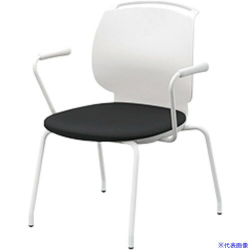 オレンジブック トラスコ中山　TRUSCONAIKI ミーティングチェアー(肘付) E480型 ルント runto 〔品番:E481FH3BKD〕[ 注番:6561182]特長●厚みのある座面と骨盤を中心に支える背もたれの設計が特徴です。用...