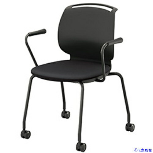 オレンジブック トラスコ中山　TRUSCONAIKI ミーティングチェアー(肘付) E480型 ルント runto 〔品番:E483FCB1BKD〕[ 注番:6561200]特長●厚みのある座面と骨盤を中心に支える背もたれの設計が特徴です。...