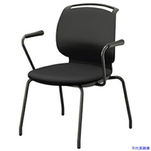 オレンジブック トラスコ中山　TRUSCONAIKI ミーティングチェアー(肘付) E480型 ルント runto 〔品番:E481FB1BKD〕[ 注番:6562723]特長●厚みのある座面と骨盤を中心に支える背もたれの設計が特徴です。用...