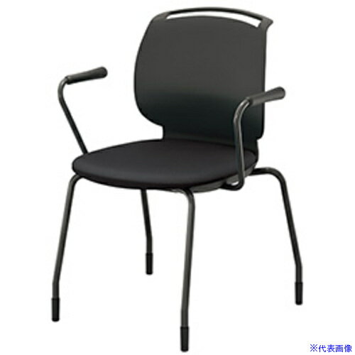 オレンジブック トラスコ中山　TRUSCONAIKI ミーティングチェアー(肘付) E480型 ルント runto 〔品番:E483FB1BKD〕[ 注番:6562737]特長●厚みのある座面と骨盤を中心に支える背もたれの設計が特徴です。用...