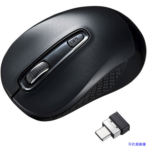 オレンジブック トラスコ中山　TRUSCOSANWA ワイヤレスType−CブルーLEDマウス 〔品番:MAWBLC41BK〕[ 注番:6571503]特長●Type-C対応レシーバー搭載のブルーLEDマウスです。●対称形で使いやすい、シン...