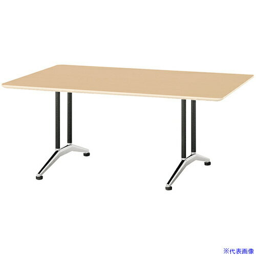 オレンジブック トラスコ中山　TRUSCONAIKI ミーティングテーブル(配線無 KDF型/天板:サンドウォールナット 脚:ブラック/W1800×D1000×H714 〔品番:KDF1810ASDW〕[ 注番:6789540]特長●脚部が...