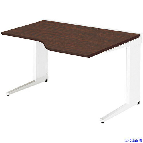 オレンジブック トラスコ中山　TRUSCONAIKI 平デスク(右ウェーブタイプ) トリアス TR型/天板:ダークウォールナット 本体:クリアーホワイト/W1200×D900×H720 〔品番:TRH127EFRWWN〕[ 注番:68086...