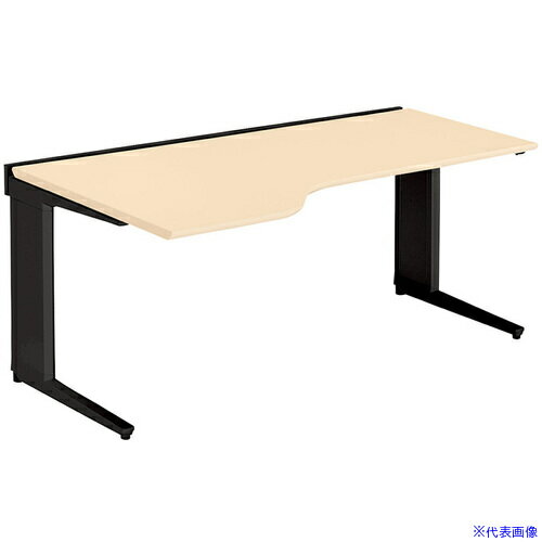 オレンジブック トラスコ中山　TRUSCONAIKI 平デスク(左ウェーブタイプ) トリアス TR型/天板:シルクウッド 本体:ブラック/W1600×D900×H720 〔品番:TRH167EFLBS〕[ 注番:6808635]特長●【情報...