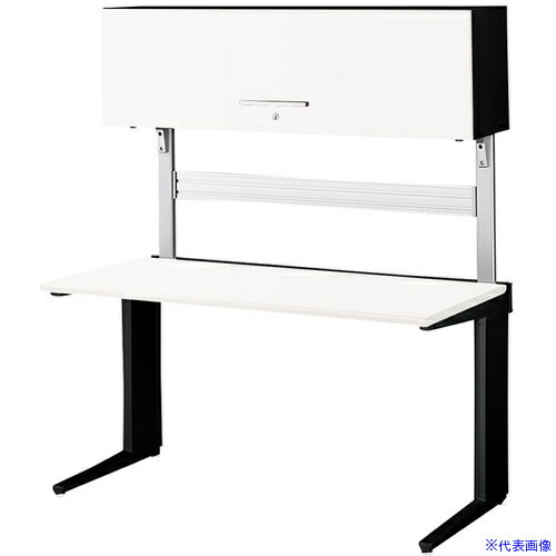 オレンジブック トラスコ中山　TRUSCONAIKI 平デスク(上部ボックス付) トリアス TR型/天板・扉:ホワイト/脚・ボックス本体:ブラック/W1400×D700×H1630 (天板面:H720) 〔品番:TRH147FBCBH〕[ ...