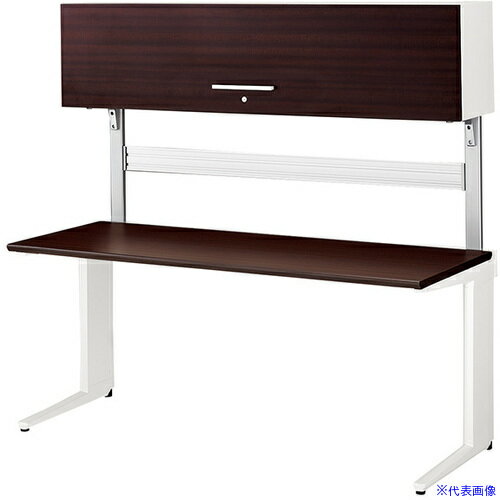 オレンジブック トラスコ中山　TRUSCONAIKI 平デスク(上部ボックス付) トリアス TR型/天板・扉:ダークウォールナット/脚・本体:クリアーホワイト/W1600×D700×H1630 (天板面:H720) 〔品番:TRH167FB...