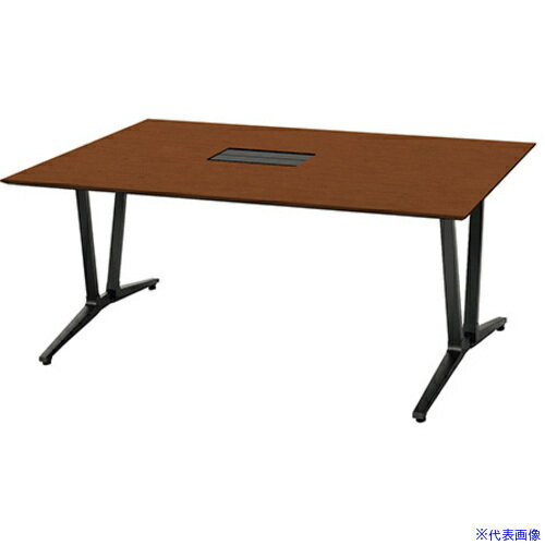 オレンジブック トラスコ中山　TRUSCONAIKI ミーティングテーブル(舟底配線付 アドコード ADC型/天板:ダークウォールナット 脚部:ブラック/W1800×D900 〔品番:ADC1809AKHBBWN〕[ 注番:6919725]...