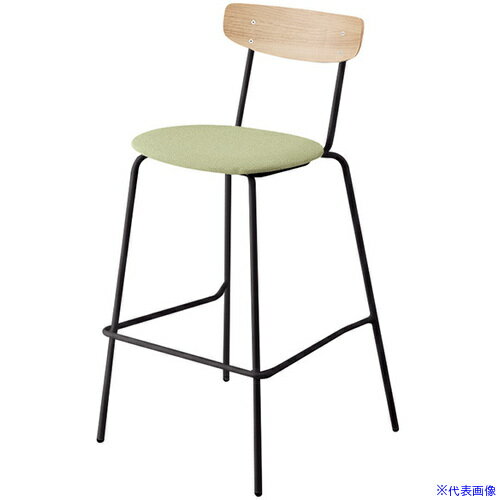 オレンジブック トラスコ中山　TRUSCONAIKI ミーティングチェアー(ハイ) プルミノ E395型/合板：サンドウォールナット/座面：ピスタチオ 〔品番:E396FSBM15TPS〕[ 注番:6927823]特長●カフェエリアなどに調...