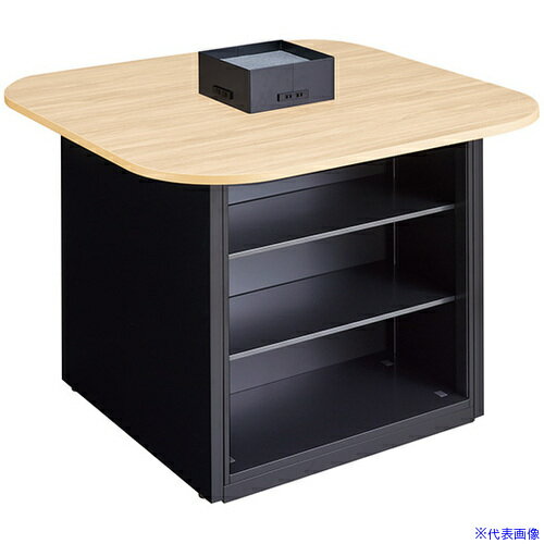 オレンジブック トラスコ中山　TRUSCONAIKI キャビネットカウンター スクエアタイプ CF型/脚:ブラック 天板:シルクウッド/W1400×D1400 〔品番:CFH1414WPBBS〕[ 注番:6929378]特長●空間の境界に設...