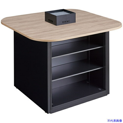 オレンジブック トラスコ中山　TRUSCONAIKI キャビネットカウンター スクエアタイプ CF型/脚:ブラック 天板:サンドオーク/W1400×D1400 〔品番:CFH1414WPBBSO〕[ 注番:6929383]特長●空間の境界に...