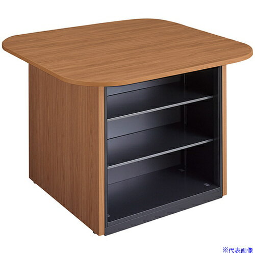 オレンジブック トラスコ中山　TRUSCONAIKI キャビネットカウンター 脚:ミディアムウォールナット/天板:ミディアムウォールナット 幕板:ブラック/W1400×D1400 〔品番:CFH1414SMWMWB〕[ 注番:6932154...