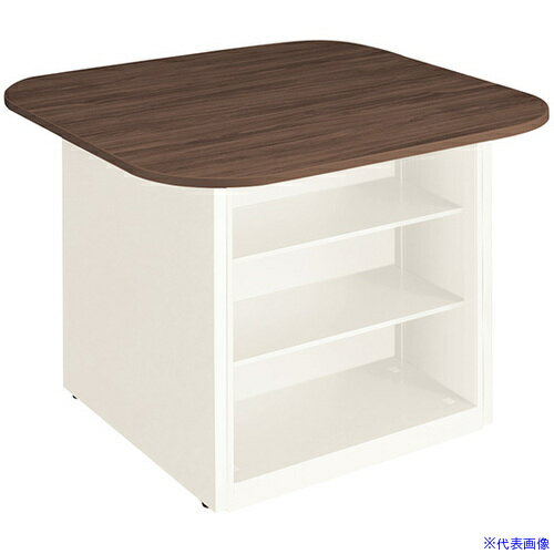 オレンジブック トラスコ中山　TRUSCONAIKI キャビネットカウンター スクエアタイプ CF型/脚:ホワイト/天板:ダークウォールナット 幕板:ホワイト/W1400×D1400 〔品番:CFH1414SWWNW〕[ 注番:693243...