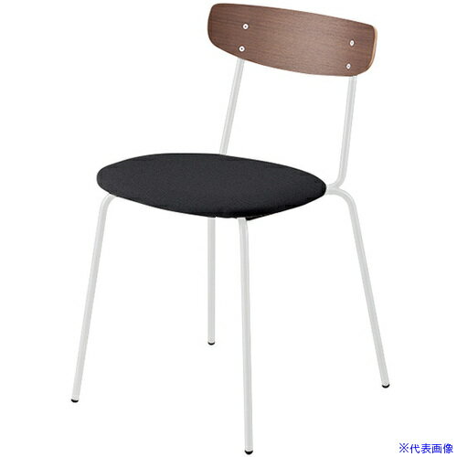 オレンジブック トラスコ中山　TRUSCONAIKI ミーティングチェアー(4本脚 プルミノ E395型/合板：ダークウォールナット/座面：ブラック 〔品番:E395FSHM16BK〕[ 注番:6932582]特長●カフェエリアなどに調和す...