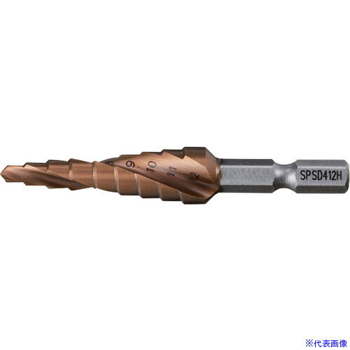 オレンジブック トラスコ中山　TRUSCOロブテックス スパイラルステージドリル(六角軸) ALCRNコーティング 〔品番:SPSD412H〕[ 注番:6949670]特長●窒化アルミクロムコーティングを施しているので、切り粉の溶着を防ぎ、...