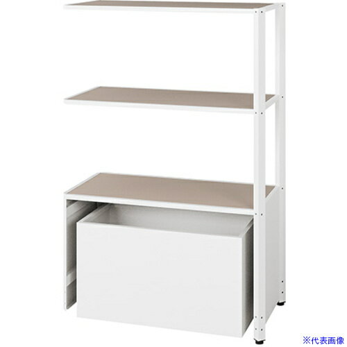オレンジブック トラスコ中山　TRUSCONAIKI シェルフラック(下段ボックス メレム MU型/天板：サテンアッシュトープ 本体：サテンホワイト/W925×H1393 〔品番:MU0914RUSSWST〕[ 注番:6962776]特長●...