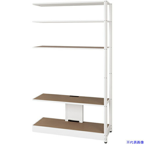 オレンジブック トラスコ中山　TRUSCONAIKI シェルフラック(モニターユニット メレム MU型/天板：ショコラアッシュ 本体：サテンホワイト/W1225×H2103 〔品番:MU1221RMLSWCA〕[ 注番:6981811]特長...