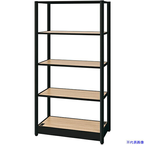 オレンジブック トラスコ中山　TRUSCONAIKI シェルフラック(基本型) メレム MU型/天板：サンドオーク 本体：サテンブラック/W950×H1813 〔品番:MU0918KSBSO〕[ 注番:6982953]特長●オフィス空間をゆ...