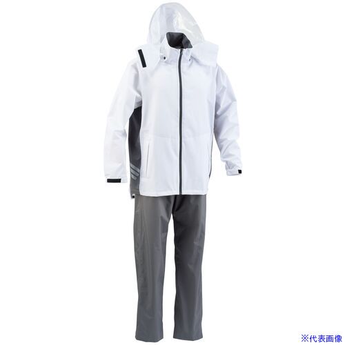 オレンジブック トラスコ中山　TRUSCO船橋 アクティブライドスーツ ホワイト×グレー BLLサイズ 〔品番:FS7110WHGYBLL〕[ 注番:6983033]特長●大型スクエアバックパック対応のスタイリッシュなレインウェア。●マチを...