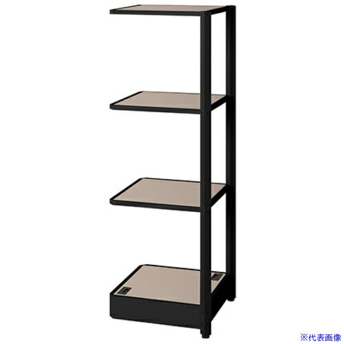 オレンジブック トラスコ中山　TRUSCONAIKI シェルフラック(コーナー連結 メレム MU型/天板：サテンアッシュトープ 本体：サテンブラック/W475×H1393 〔品番:MU0414RSBST〕[ 注番:6984968]特長●オフ...