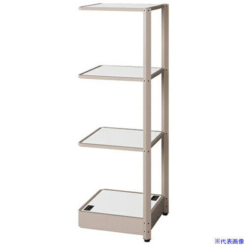 オレンジブック トラスコ中山　TRUSCONAIKI シェルフラック(コーナー連結 メレム MU型/天板：サテンホワイト 本体：サテンアッシュトープ/W475×H1393 〔品番:MU0414RSTSW〕[ 注番:6986505]特長●オフ...