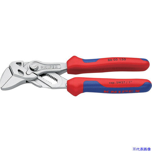 オレンジブック トラスコ中山　TRUSCOKNIPEX プライヤーレンチ コンフォートハンドル クロムメッキ クロムメッキ 150mm(SB展示販売パッケージ仕様) 〔品番:8605150SB〕[ 注番:7002089]特長●つかみ面がフラ...