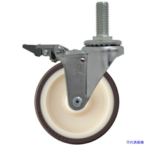 オレンジブック トラスコ中山　TRUSCOハンマー ねじ込み式ウレタンキャスター フロントストッパー セパレートタイプ ねじ込み旋回式 ウレタン車輪 ローラーベアリング 100mm 〔品番:417EAUB100〕[ 注番:7060654]特...