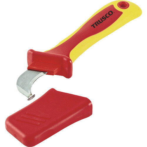 オレンジブック トラスコ中山　TRUSCOTRUSCO 絶縁電工ナイフ(鎌形刃タイプ) 180mm 〔品番:TZEN200E〕[ 注番:7630719]特長●ガイドシューにより、導線を傷つけず作業できます。●固定タイプの鎌形フックブレードで...