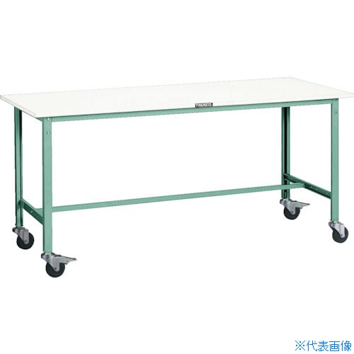 オレンジブック トラスコ中山　TRUSCOTRUSCO 軽荷重作業台(150kg)AE型 900X600XH846 φ100キャスター付 グリーン色 〔品番:AE0960C100〕[ 注番:7701306]特長●キャスター付で、作業台を移動...