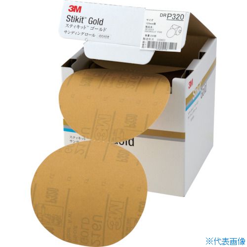 オレンジブック トラスコ中山　TRUSCO3M スティキット ゴールドディスクロール 穴なし #320 125mm径 〔品番:DR320GOL〕[ 注番:7708700]特長●ライナー紙のない、のり付きペーパーディスクです。●ディスクがロー...