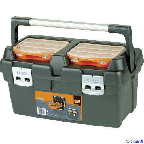 オレンジブック トラスコ中山　TRUSCOBAHCO 樹脂製工具箱 ヘビーデューティー仕様プラスチックボックス 外形寸法500×270×295mm 黒/オレンジ 〔品番:4750PTB50〕[ 注番:7940050]特長●握りやすく強度のあ...