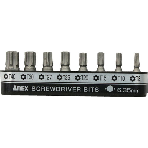 オレンジブック トラスコ中山　TRUSCOアネックス 溝付超短ビット 8PCS ヘクスローブ 〔品番:AK51PB8T〕[ 注番:8036966]特長●ビットの取り外し簡単溝付きビットです。用途●狭いところでのネジ回しに。仕様●刃先：ヘクス...