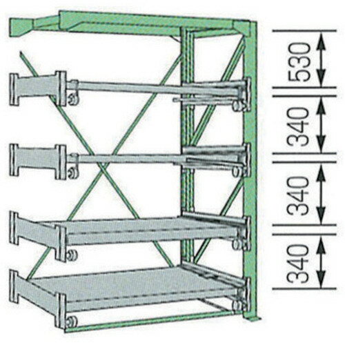 オレンジブック トラスコ中山　TRUSCOKDS スライドラックSSR10−2009−4HR 〔品番:SSR1020094HR〕[ 注番:8050903]特長●本体前面に出っ張りがないため、最小スペースでの設置が可能になります。また、シェル...