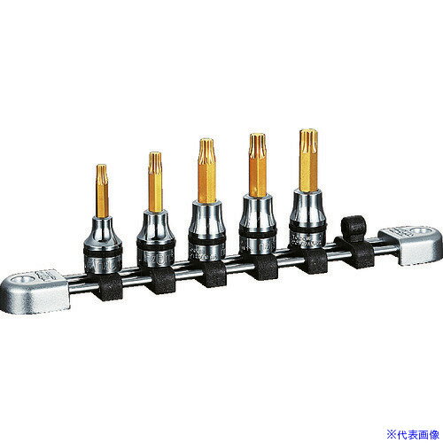 オレンジブック トラスコ中山　TRUSCOネプロス 9.5sq.T型トルクスビットソケットセット［5コ組］ 〔品番:NTQ6T05A〕[ 注番:8070598]特長●差込角側は応力の集中を防ぐパワーフィット形状を採用しています。●チタンコー...