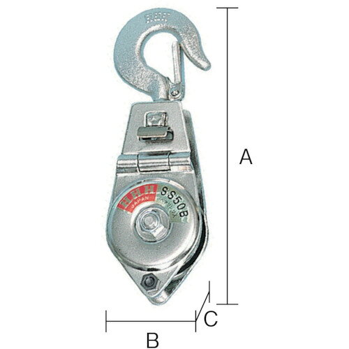 オレンジブック トラスコ中山　TRUSCOHHH シンプルスナッチ フック型50mmベアリング入 〔品番:SS50B〕[ 注番:8087271]特長●側板が開くのでロープの途中からでも装着できます。●シーブはベアリング入りですので回転がスム...