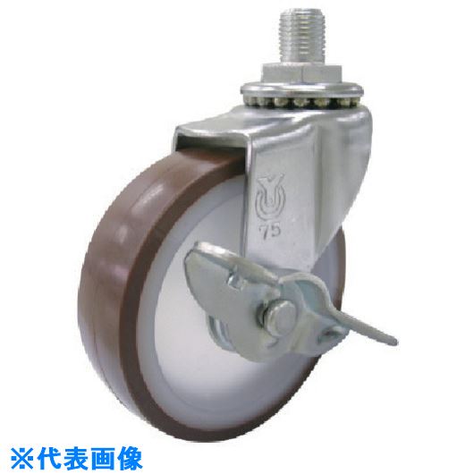 オレンジブック トラスコ中山　TRUSCOユーエイ ねじ込み式 自在 キャスター ウレタン 車輪径50mm ストッパー付き Eタイプ ET-S型 ネジ寸法W3/8×14山数16 〔品番:ET50URSW3814〕[ 注番:8092928]特...