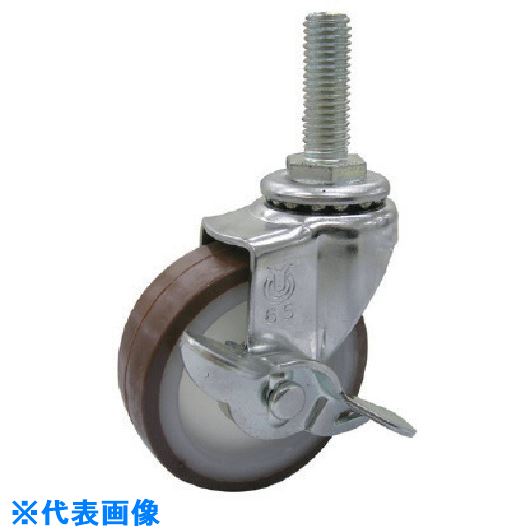 オレンジブック トラスコ中山　TRUSCOユーエイ ねじ込み式 自在 キャスター ウレタン 車輪径75mm ストッパー付き Lタイプ LT-S型 ネジ寸法M12×35ピッチ1.75 〔品番:LT75URSM1235〕[ 注番:8093045...