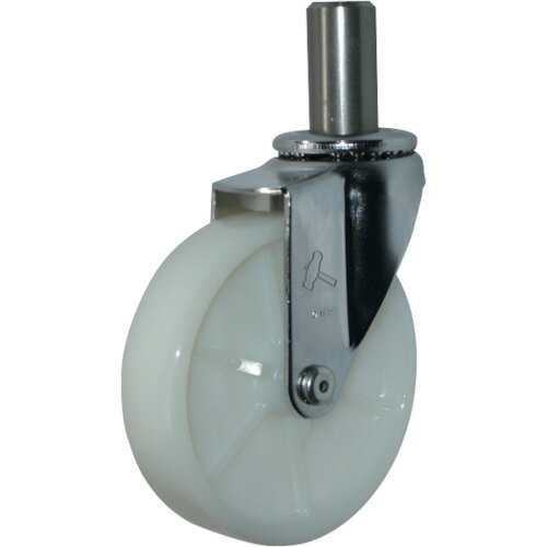 オレンジブック トラスコ中山　TRUSCOハンマー 差込み旋回式ナイロン車輪 125mm 〔品番:420EKN125〕[ 注番:8142665]特長●クロームメッキ仕上げで、デザイン性と軽快さを要求される機器に最適な差込みキャスターです。用...