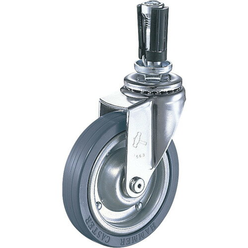 オレンジブック トラスコ中山　TRUSCOハンマー パイプ差込み旋回式ゴム車輪(スチールホイール)150mm φ21〜23用 〔品番:4205EUPR150〕[ 注番:8143207]特長仕様●許容荷重(daN)：60●軸長(mm)：53●...