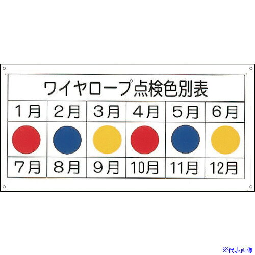 オレンジブック トラスコ中山　TRUSCO緑十字 クレーン関係標識 ワイヤーロープ点検色別表 KY−105 300×600mm エンビ 〔品番:084105〕[ 注番:8148850]特長●ワイヤーロープの色別点検に用いる樹脂製の標識です。...
