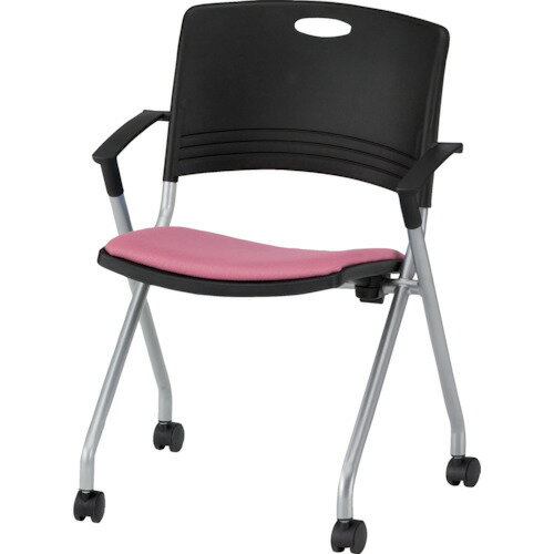 オレンジブック トラスコ中山　TRUSCOTOKIO ミーティングチェア(スタッキング)肘付 布 ピンクローズ 〔品番:FNCK5APR〕[ 注番:8184967]特長●座面を持ち上げてスライドさせるだけで簡単にスタッキングできる会議用チェ...