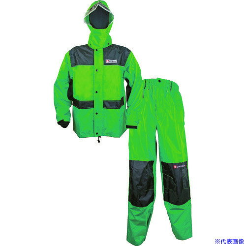 オレンジブック トラスコ中山　TRUSCOLIFEGUARD マグナムレインスーツ グリーン/ブラック EL 〔品番:LR01GREL〕[ 注番:8190641]特長●超撥水加工を施したレインスーツです。●耐久性素材を使用し破れにくく、肘と...