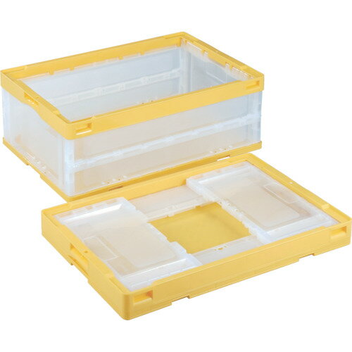 オレンジブック トラスコ中山　TRUSCORISU 折りたたみコンテナー 605371 CB−S56NR黄/透明 〔品番:CBS56NRYT〕[ 注番:8219151]特長●折りたたみコンテナです。●側面は透明です。●容量：55リットルです...