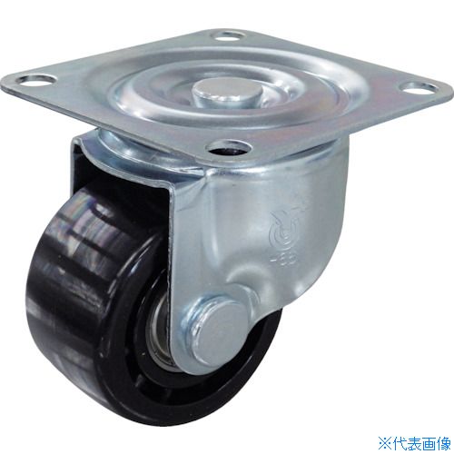 オレンジブック トラスコ中山　TRUSCOユーエイ プレート式 自在 低床キャスター 強化ナイロン 車輪径65mm Hタイプ CAL−HG型 取付寸法71×71 〔品番:CALHG65GNB〕[ 注番:8359767]特長●取付高さを限りな...