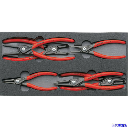オレンジブック トラスコ中山　TRUSCOKNIPEX 6本組 精密スナップリングプライヤーセット ウレタントレイ 〔品番:002001V02〕[ 注番:8363371]特長●使用頻度の高い軸用・穴用精密スナップリングプライヤーのセットです...