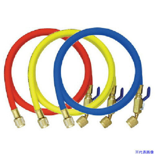 オレンジブック トラスコ中山　TRUSCOAsada R410A用チャージングホースプラス2 BV付 244cm 3P 〔品番:Y29998〕[ 注番:8521180]特長●冷媒放出防止のためのボールバルブ付きです。●新冷媒対応の高耐圧構造...